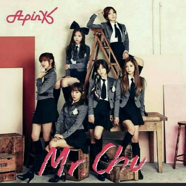 교복입은 에이핑크 단체사진 - 스카이파크